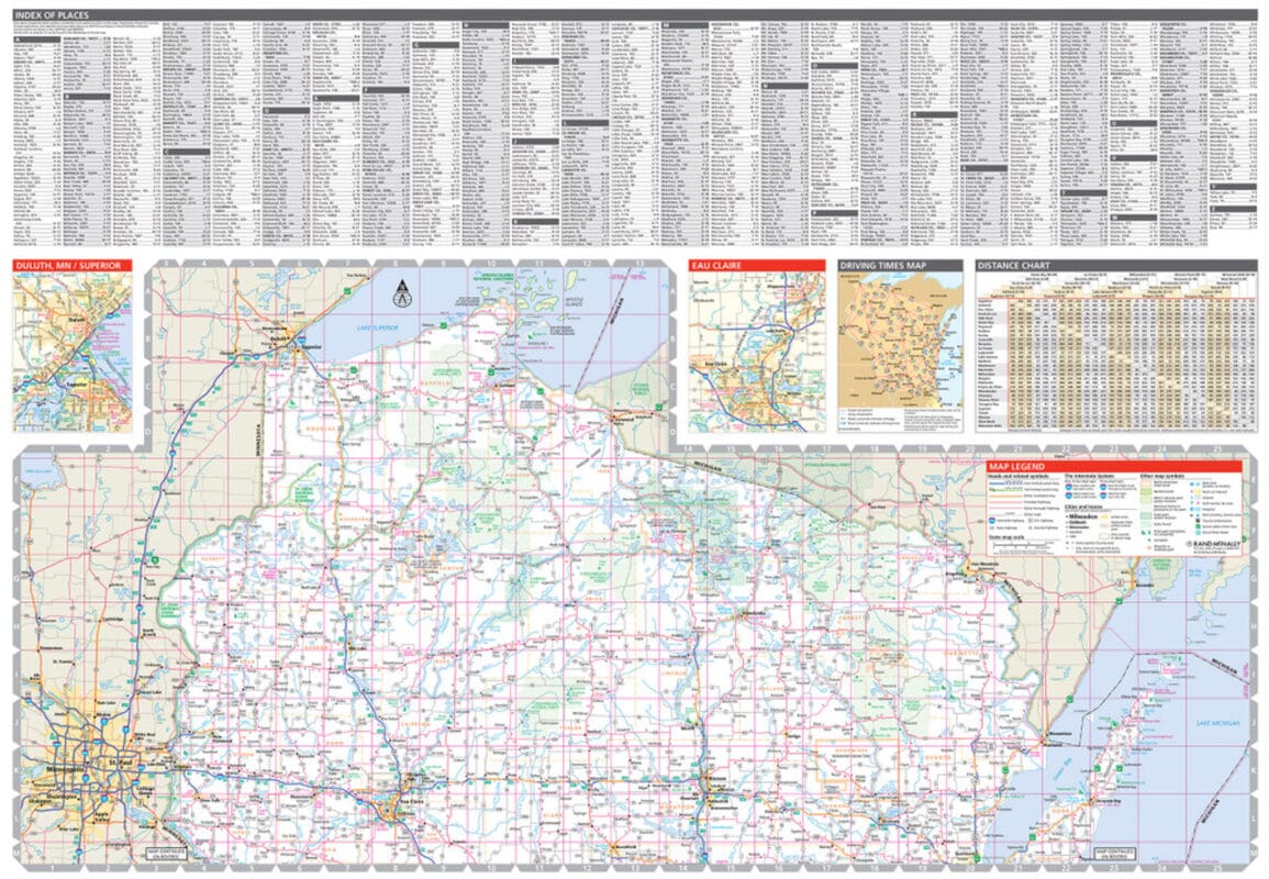 Rand McNally - Wisconsin, Easy to Read - Folding Map