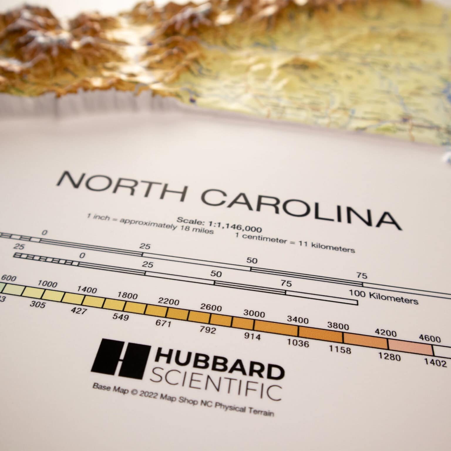 North Carolina Raised Relief Map by Hubbard Scientific - The Map Shop