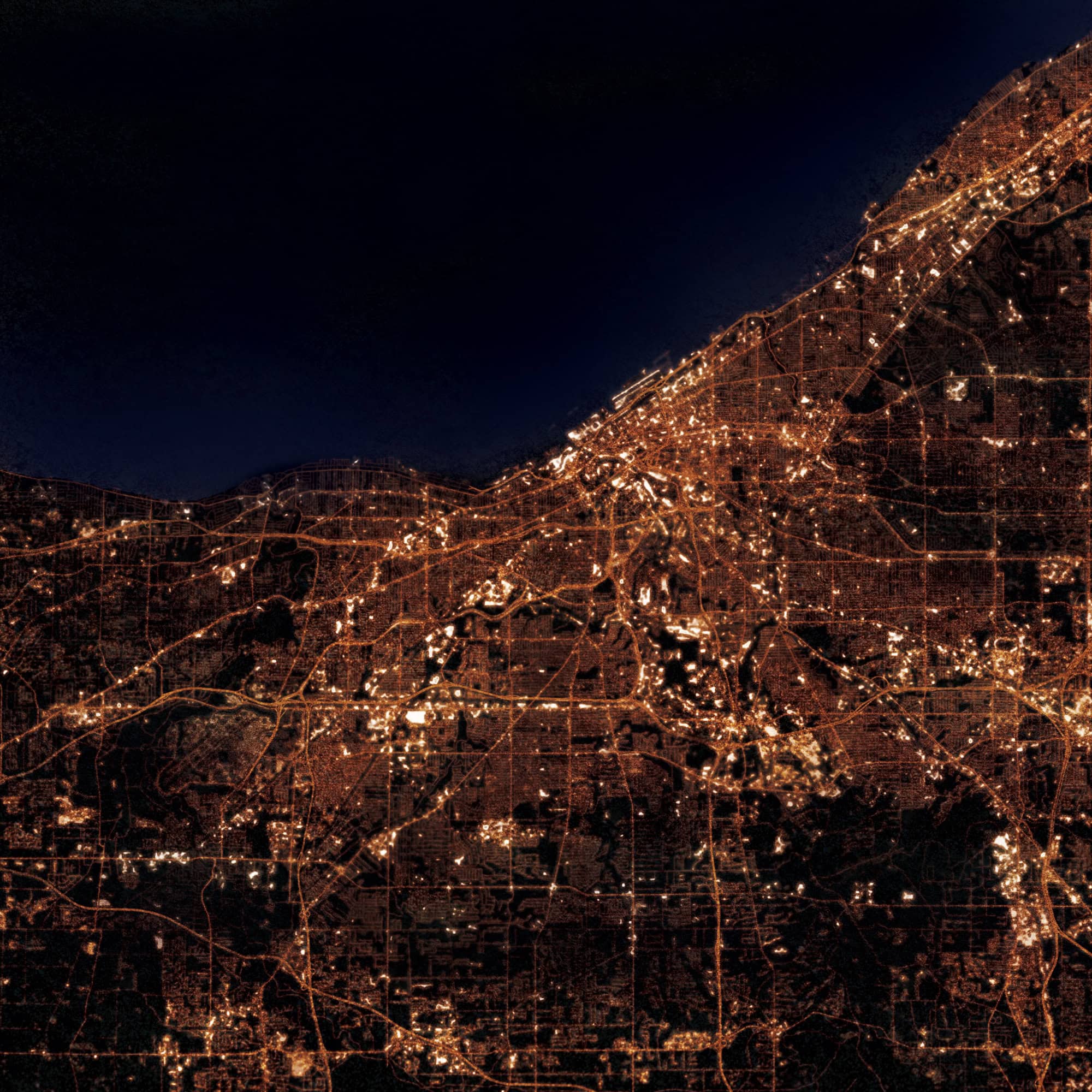Cleveland Ohio From Space Downtown Cleveland Ohio Cityscape
