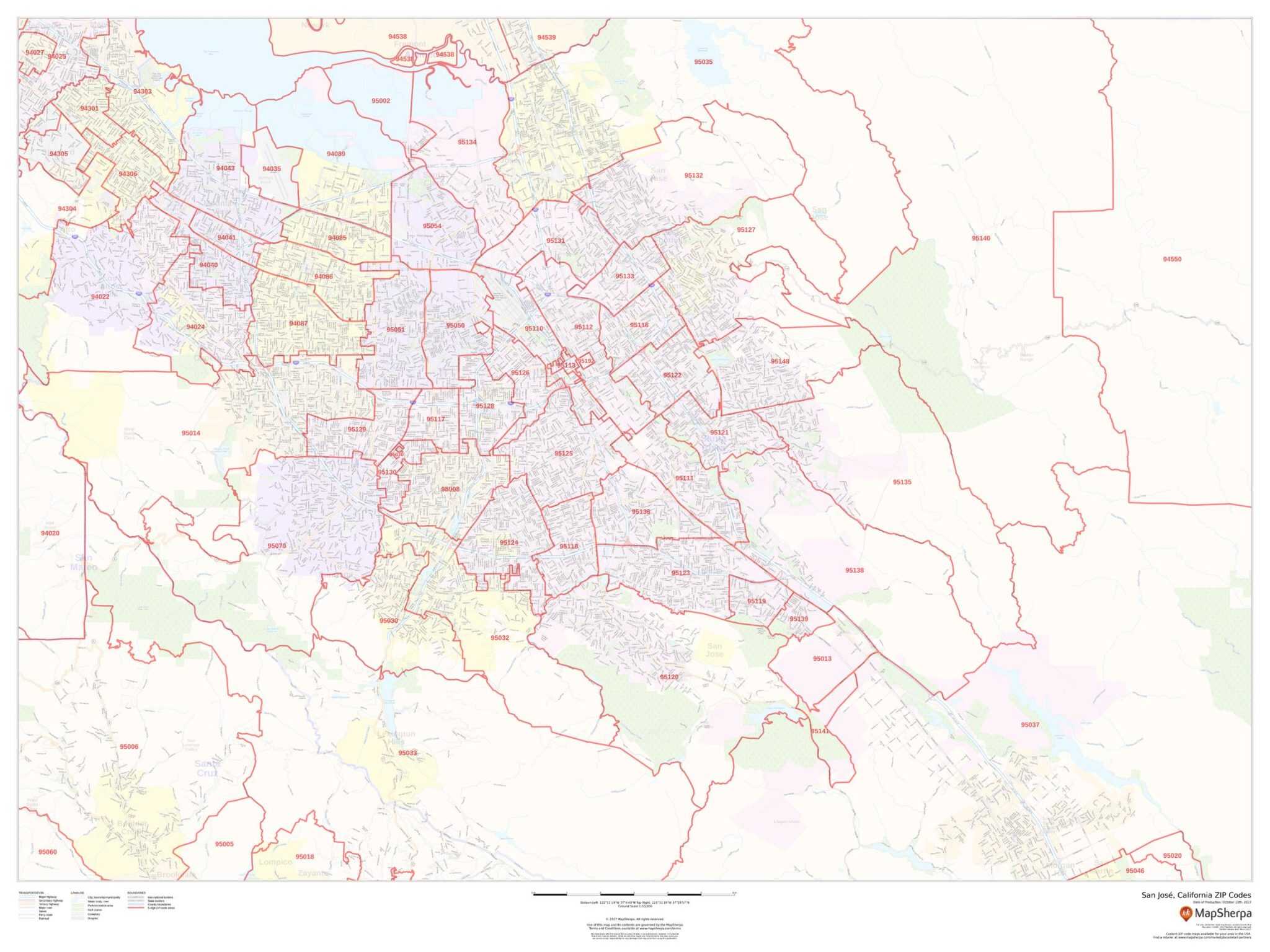 zip-san-jose-large - The Map Shop