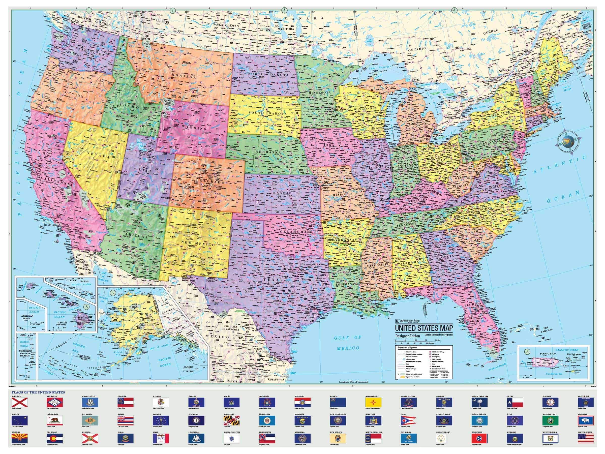 US Advanced Political Wall Map - The Map Shop