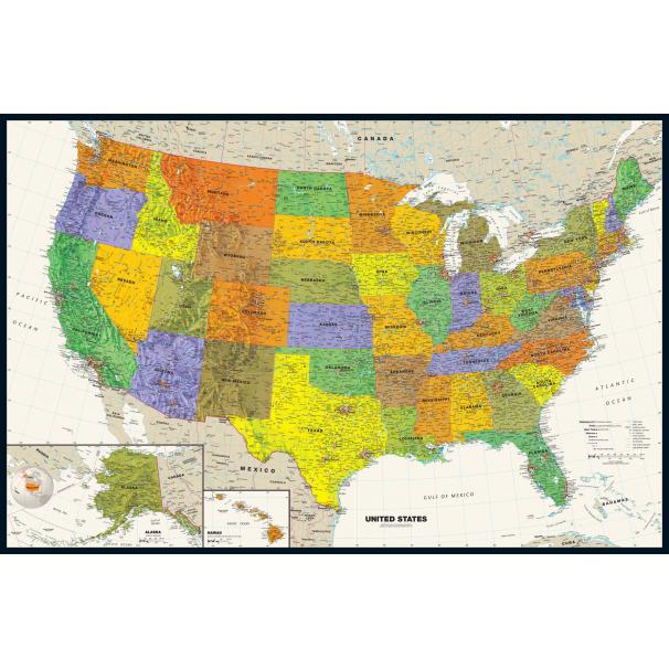 Turner Contemporary U.S. Wall Map - The Map Shop