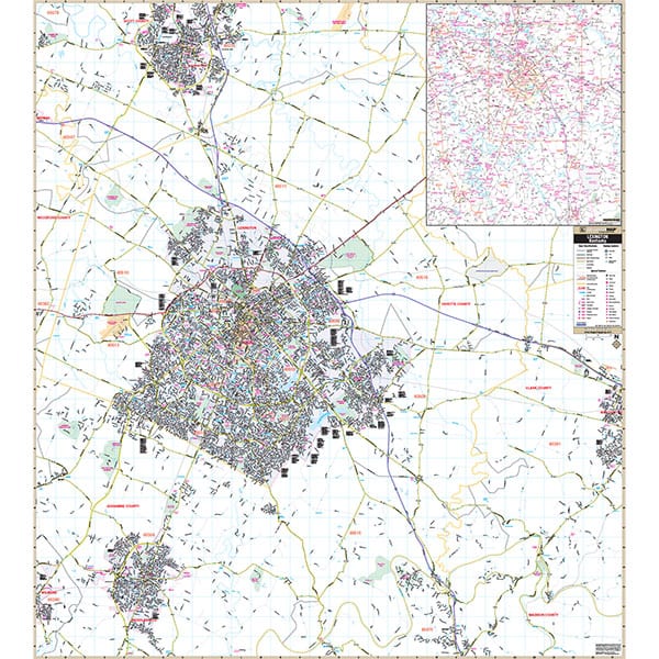 Lexington & Fayette County, KY Wall Map by Kappa - The Map Shop
