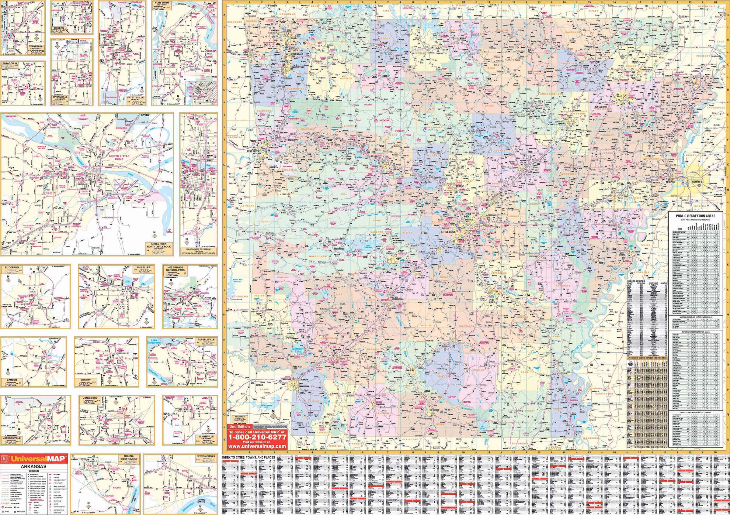 Arkansas State Wall Map by Kappa - The Map Shop