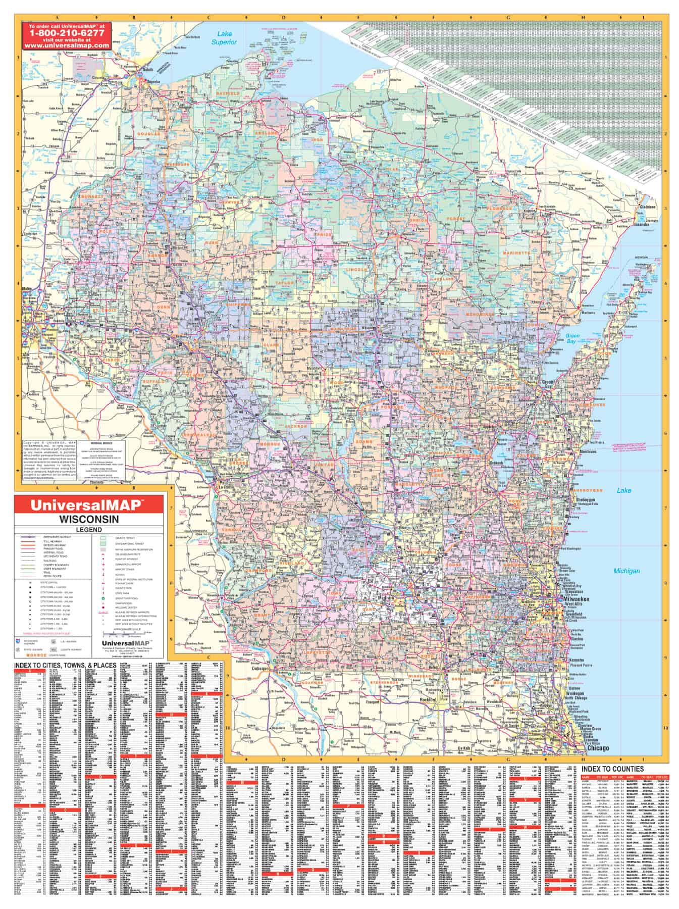 Wisconsin State Wall Map by Kappa - The Map Shop