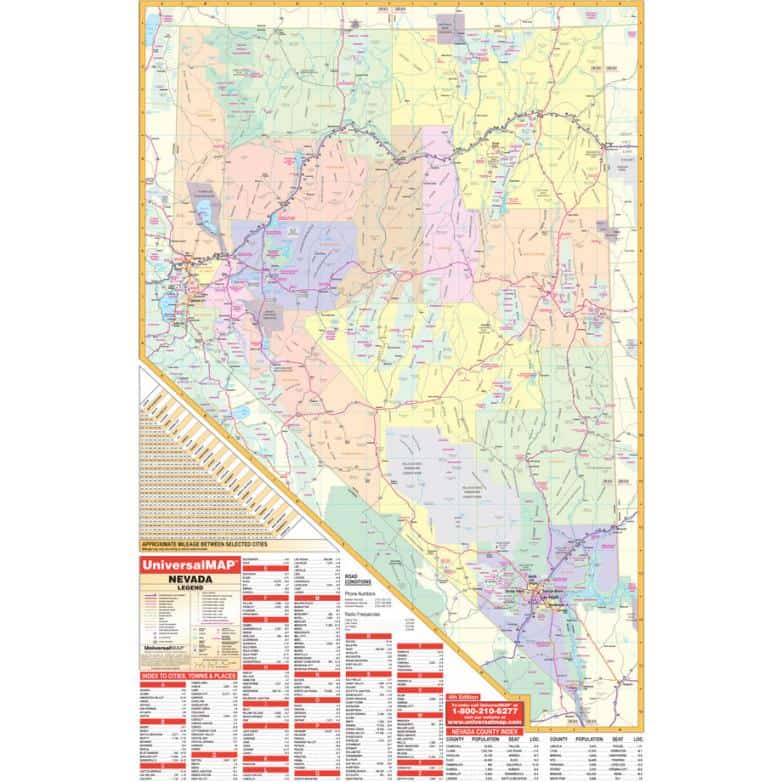 Nevada State Wall Map - The Map Shop