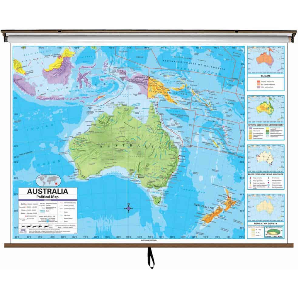 Australia Advanced Political Wall Map by Kappa - The Map Shop