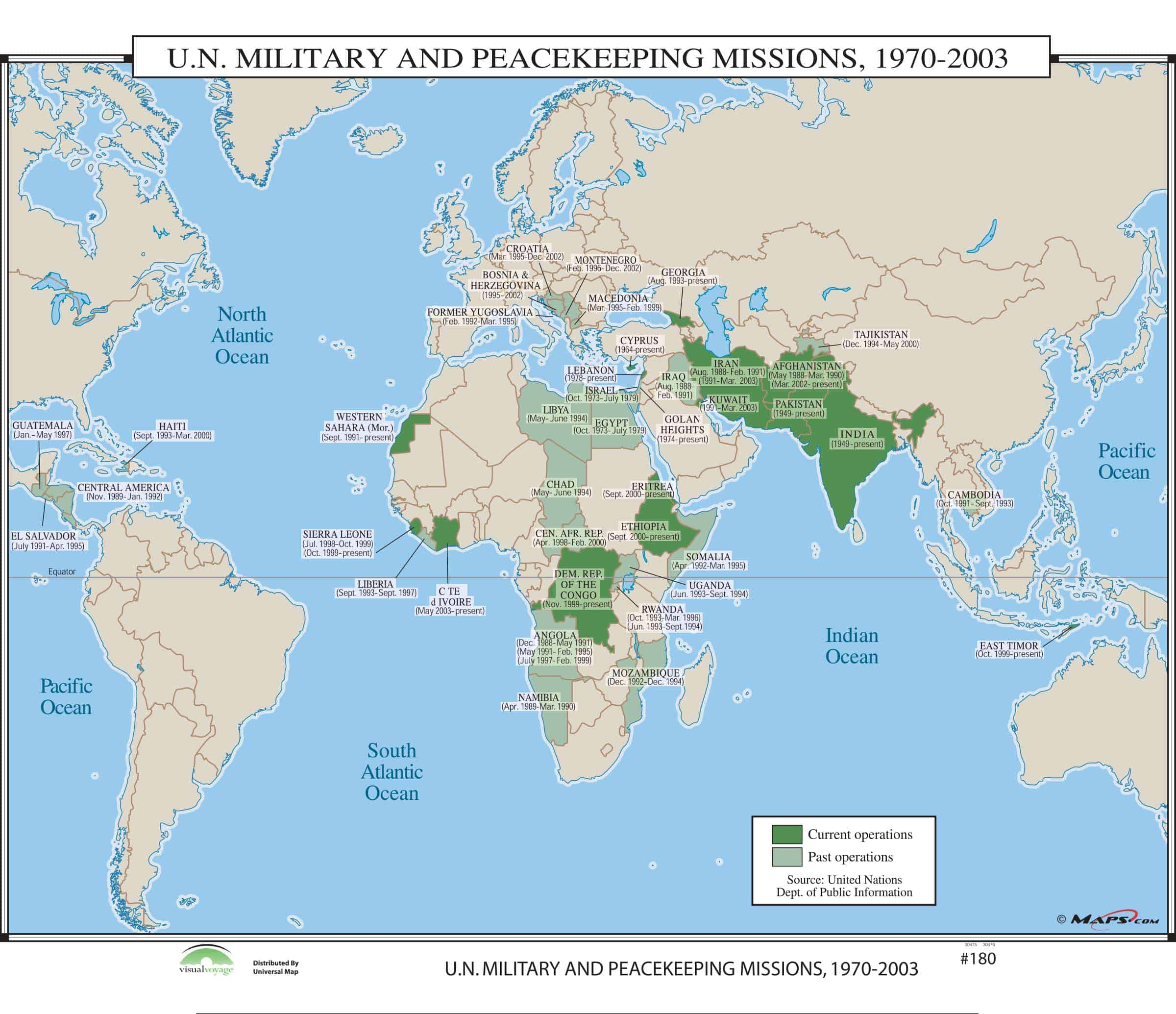 #180 UN Military & Peacekeeping Missions, 1970-2003 on Roller w ...