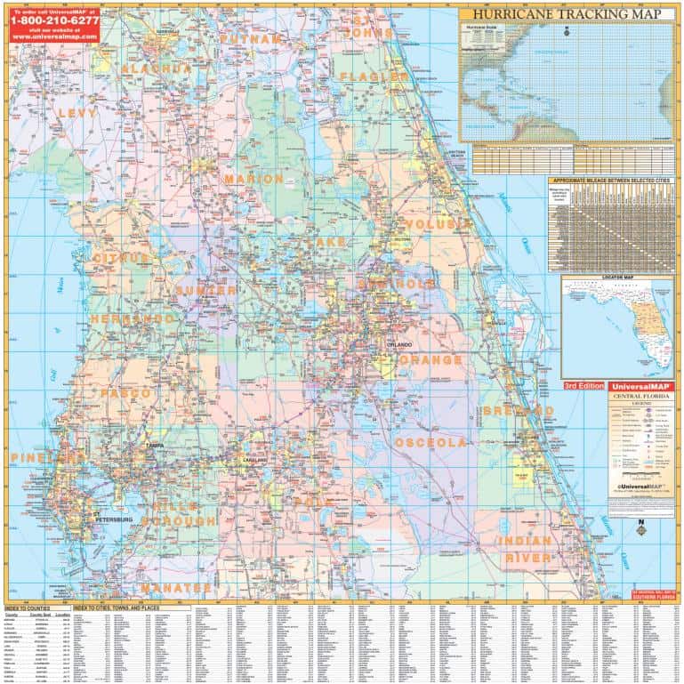 Central Florida Regional Wall Map by Kappa - The Map Shop