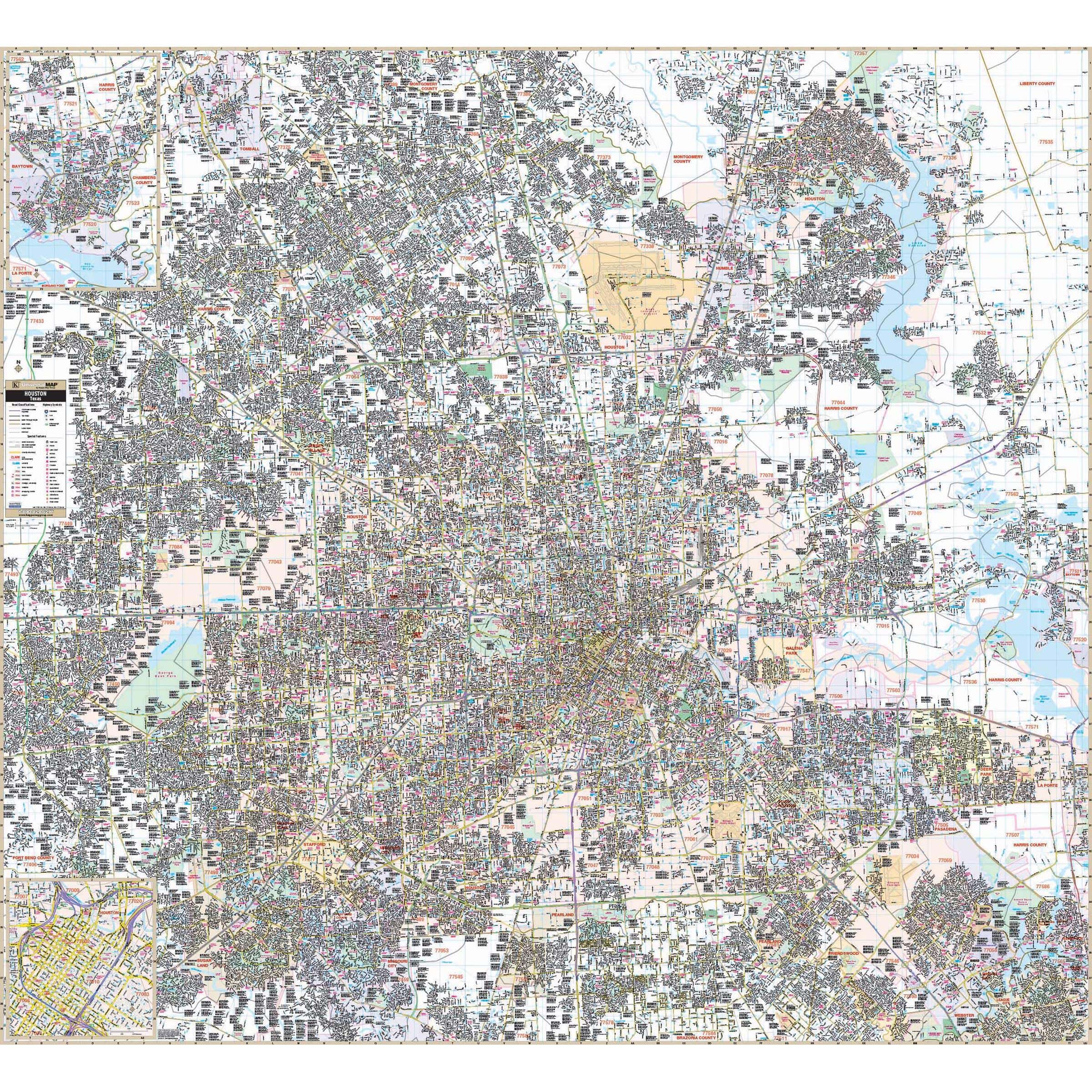 Houston, TX Wall Map - The Map Shop