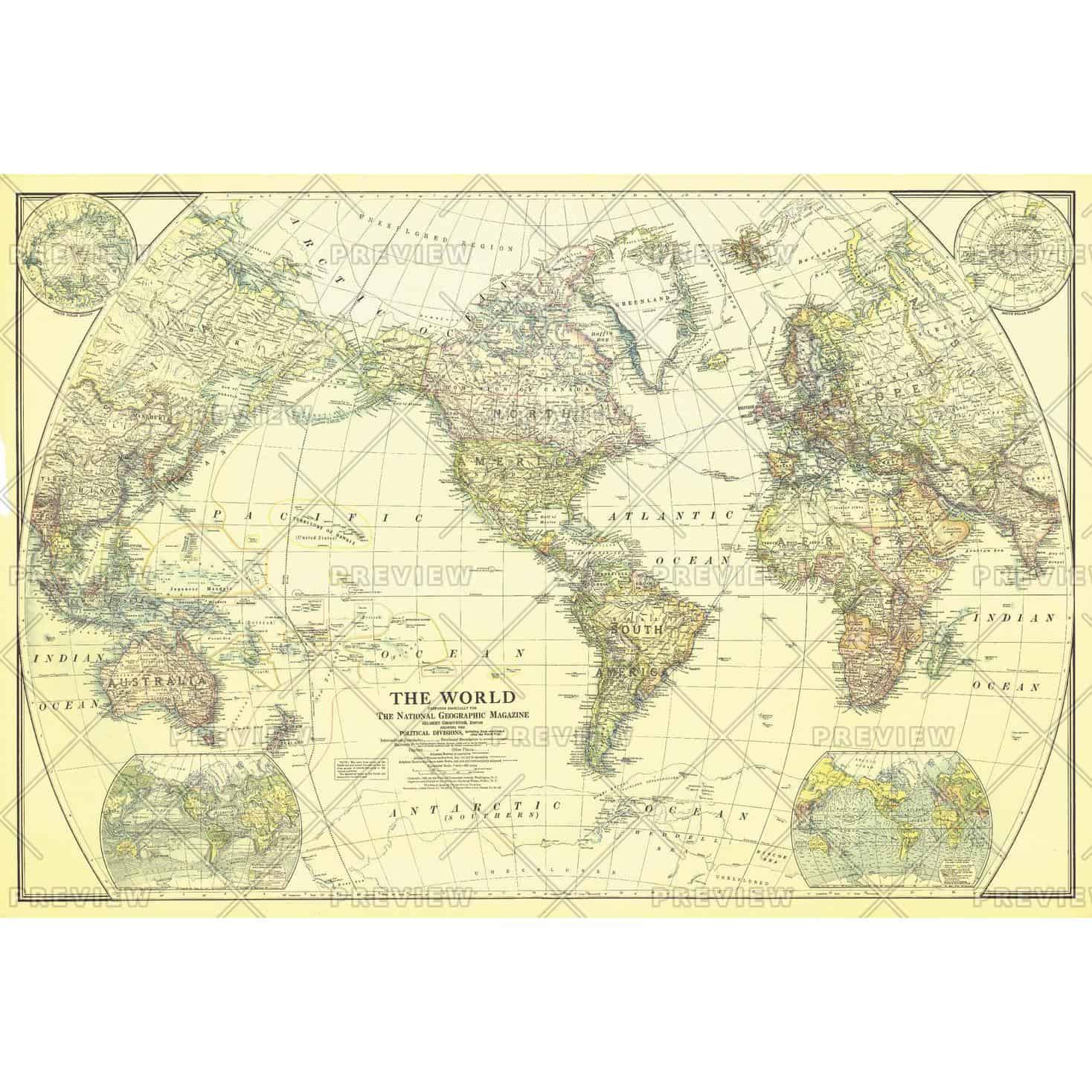 World - Published 1922 - The Map Shop