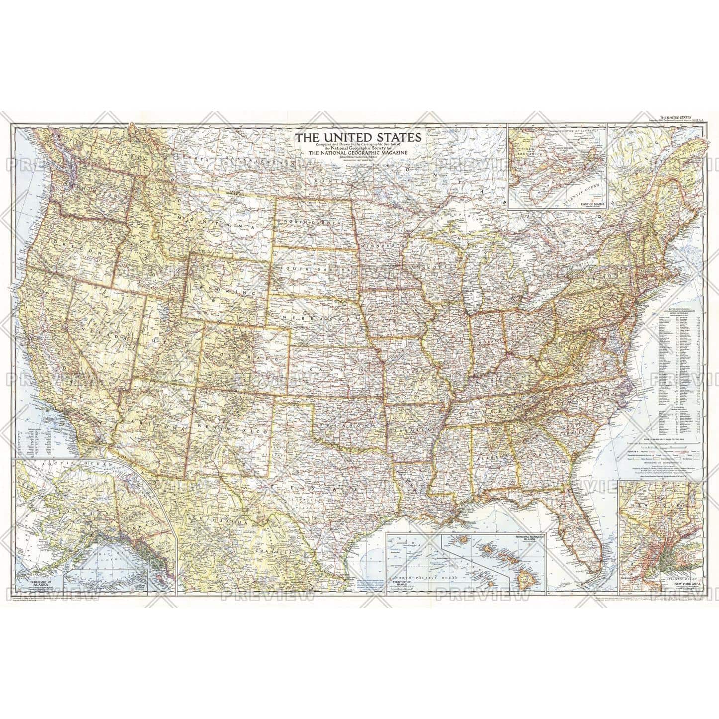 United States of America - Published 1956 - The Map Shop