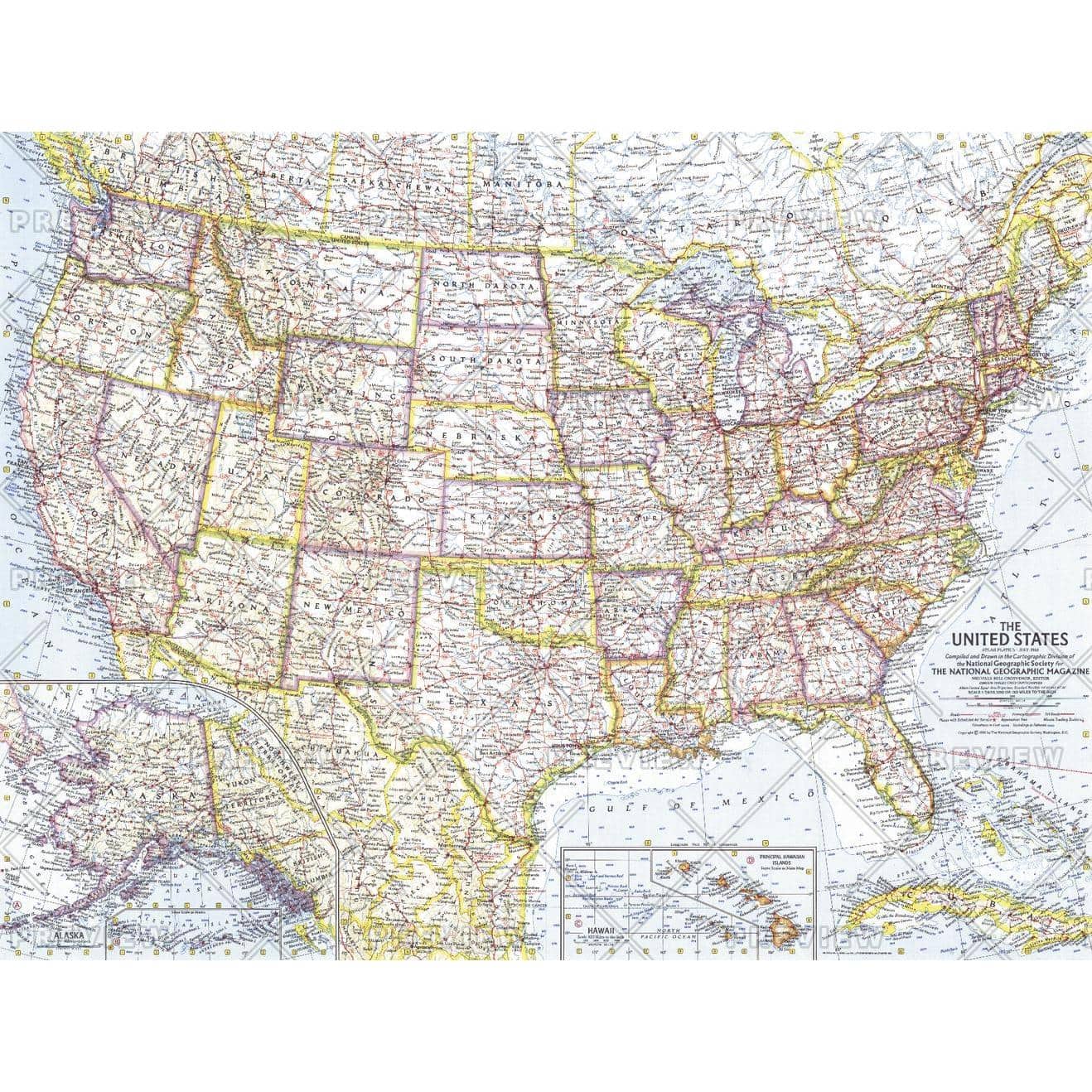 United States of America - Published 1961 - The Map Shop