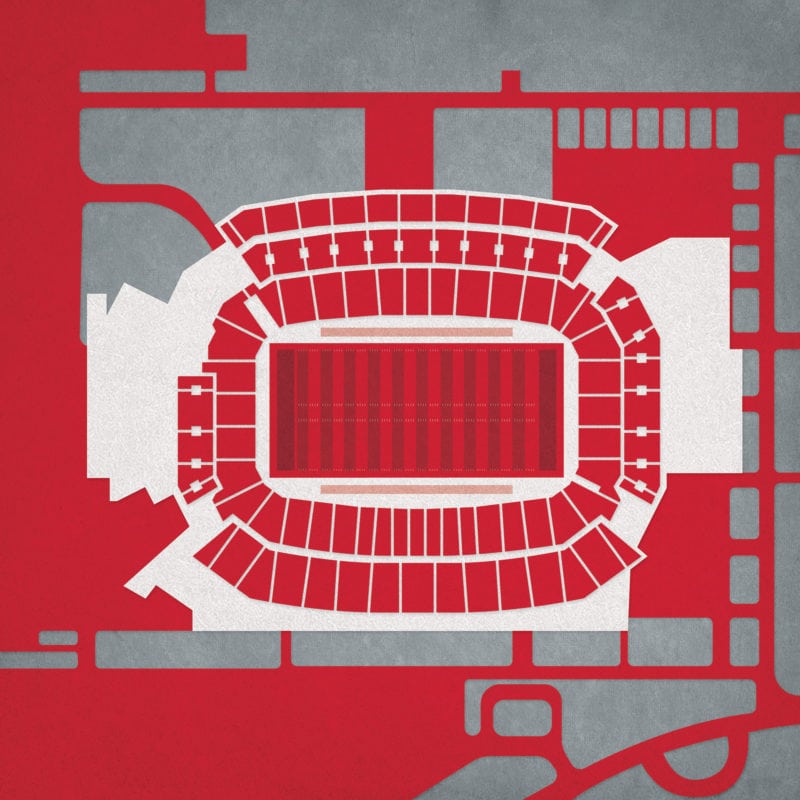 TDECU Stadium Map Art by City Prints - The Map Shop