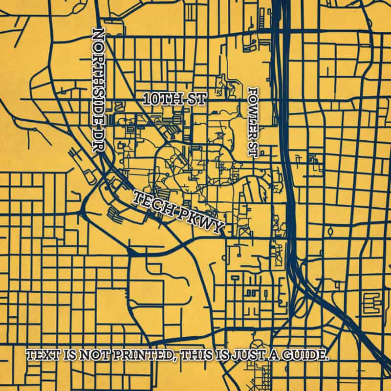Georgia Institute of Technology Campus Map Art by City Prints - The Map ...