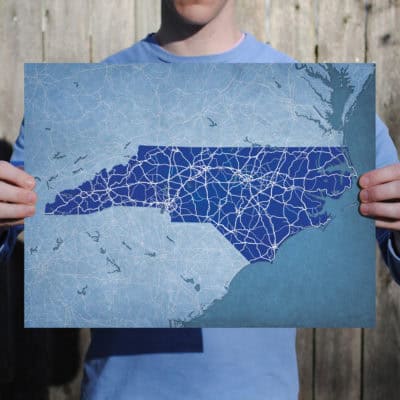 North Carolina Map Art by City Prints - The Map Shop