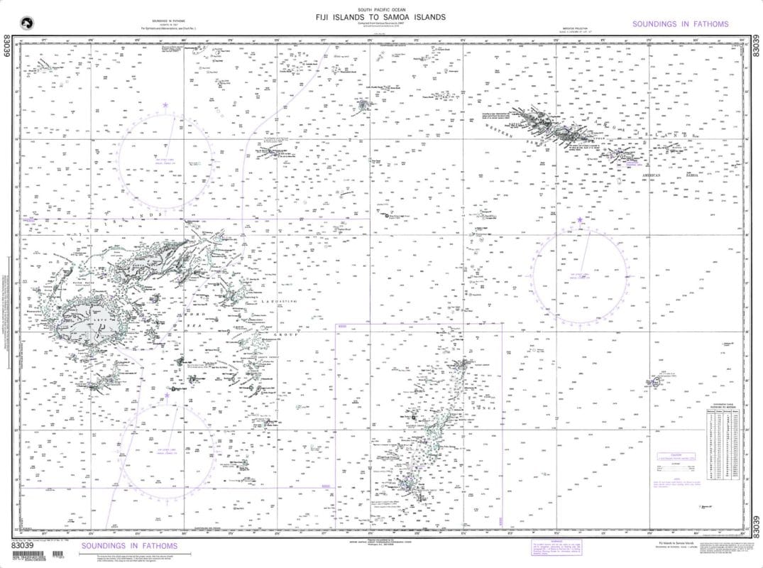 NGA Chart - Fiji Islands to Samoa Islands - 83039 - The Map Shop