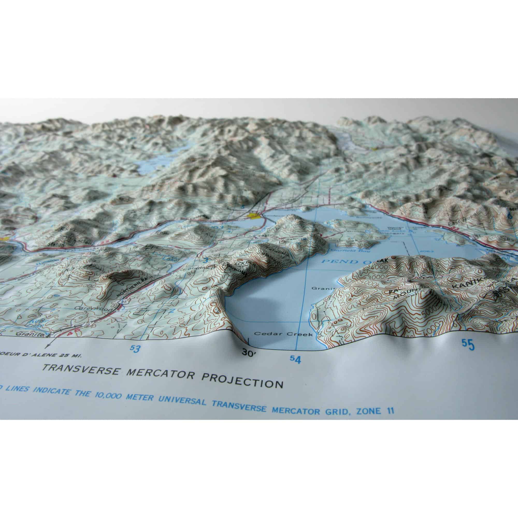 Sandpoint, ID Regional Raised Relief Map by Hubbard Scientific - The ...
