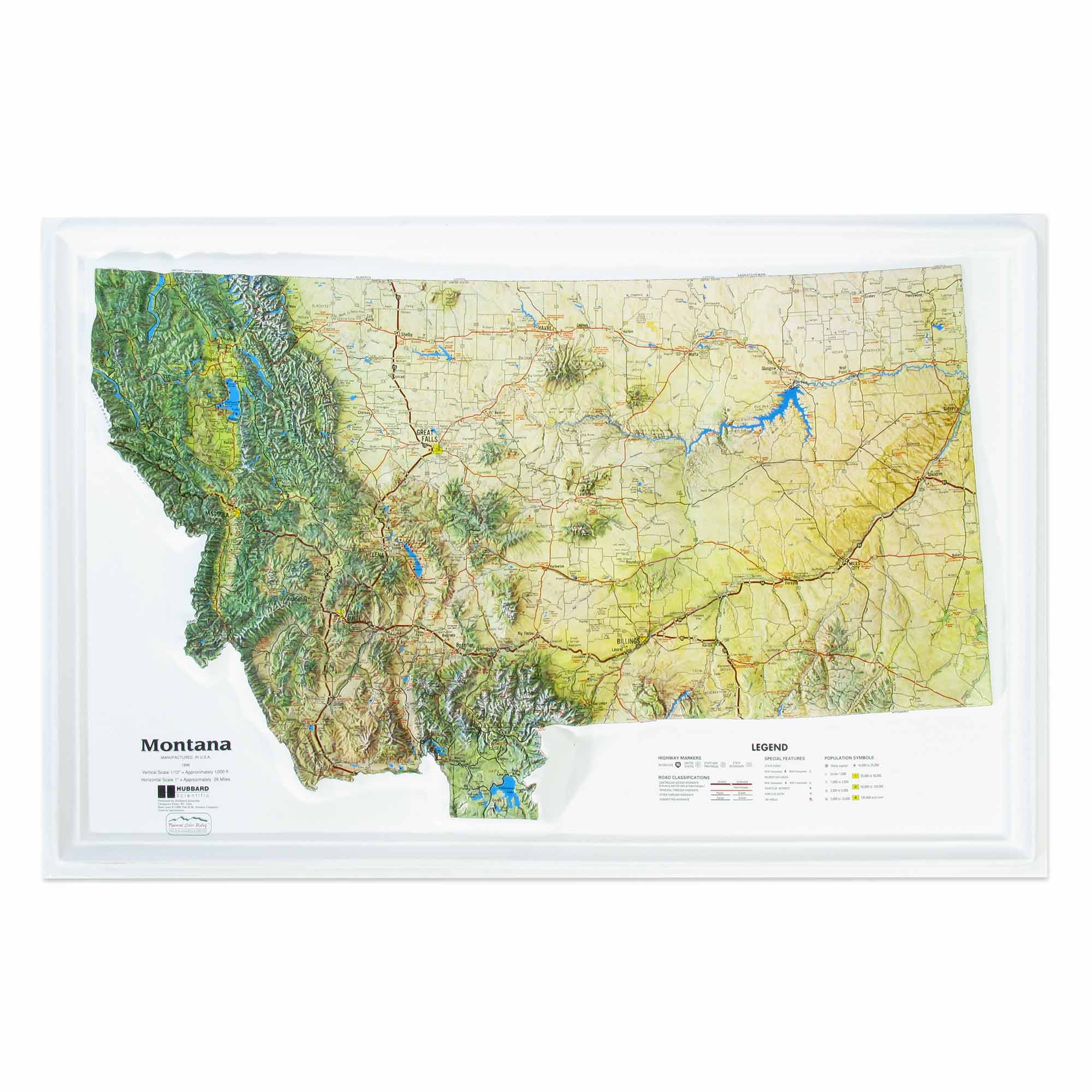 Montana Satellite Raised Relief Map by Hubbard Scientific - The Map Shop