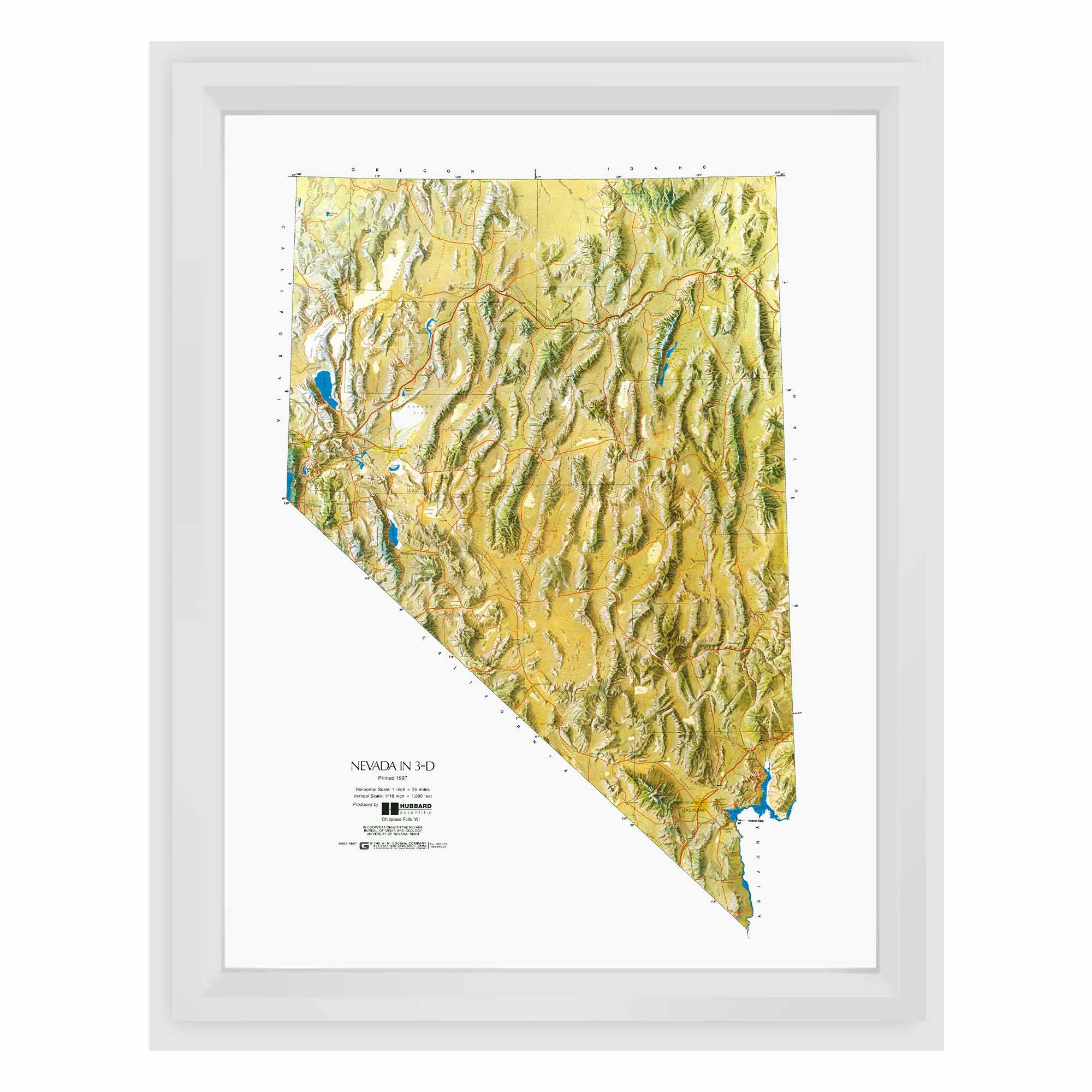 Nevada Satellite Raised Relief Map by Hubbard Scientific - The Map Shop