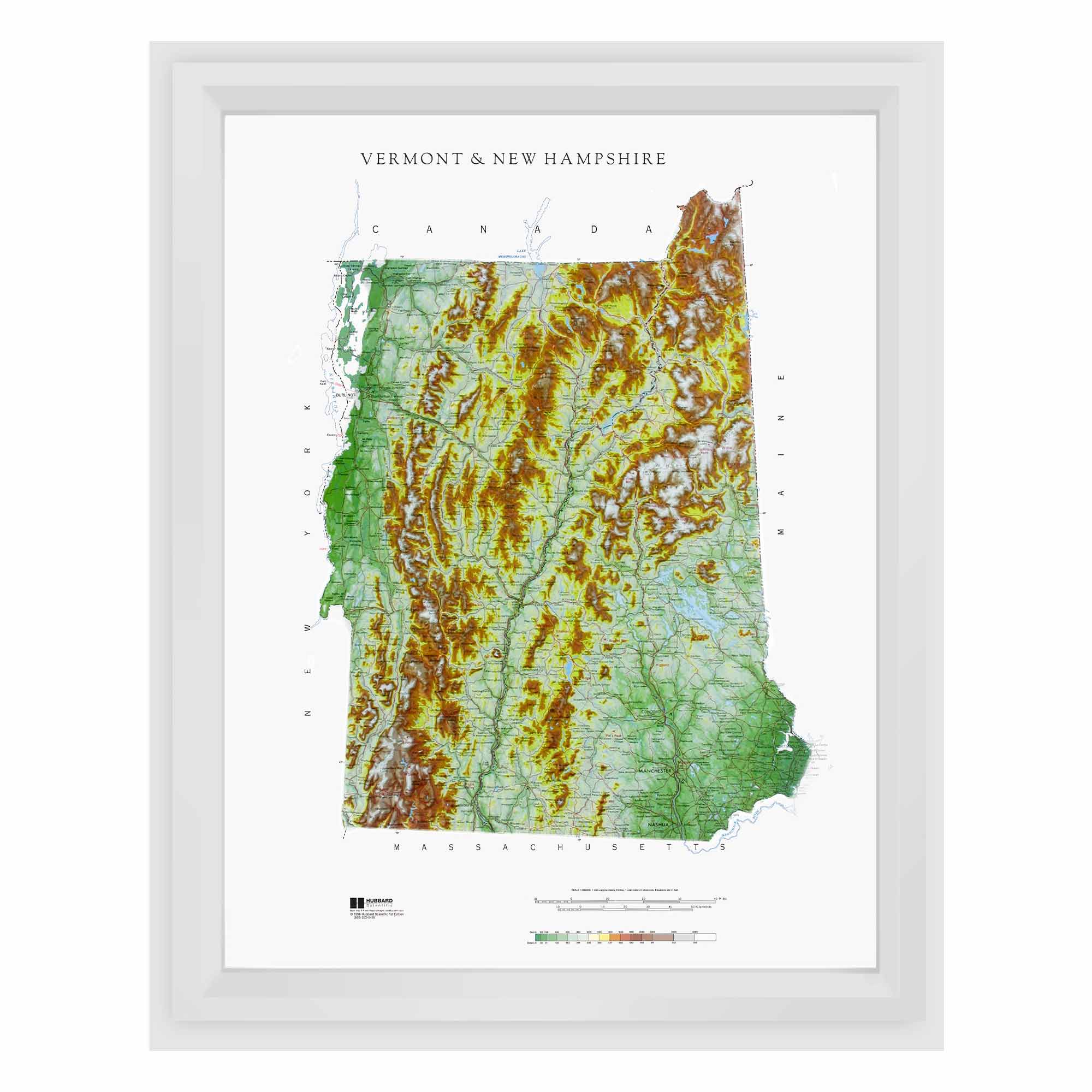 Vermont & New Hampshire Raised Relief Map by Hubbard Scientific - The ...