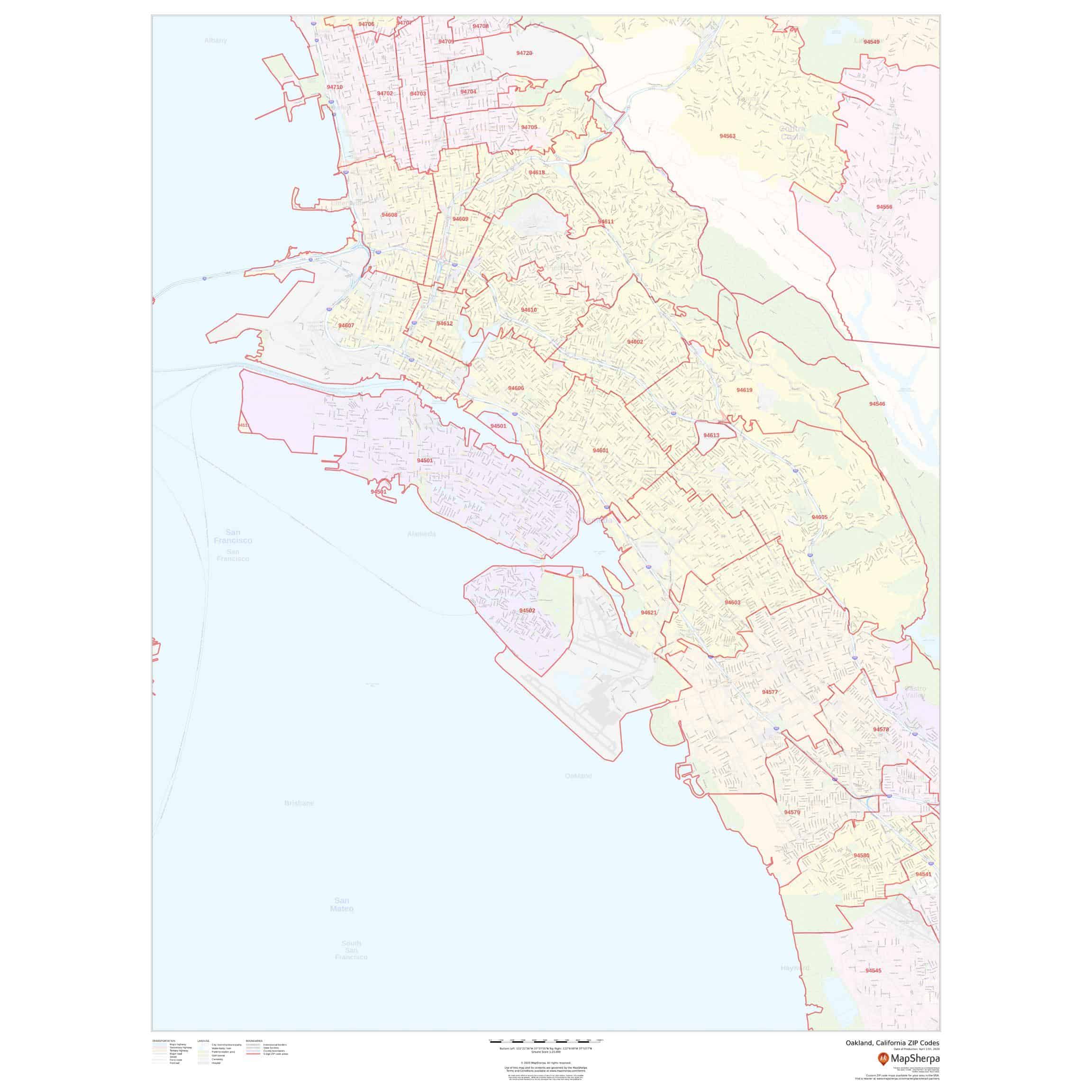 Oakland California Zip Codes By Map Sherpa The Map Shop Oakland California Zip Codes By Map Sherpa The Map Shop