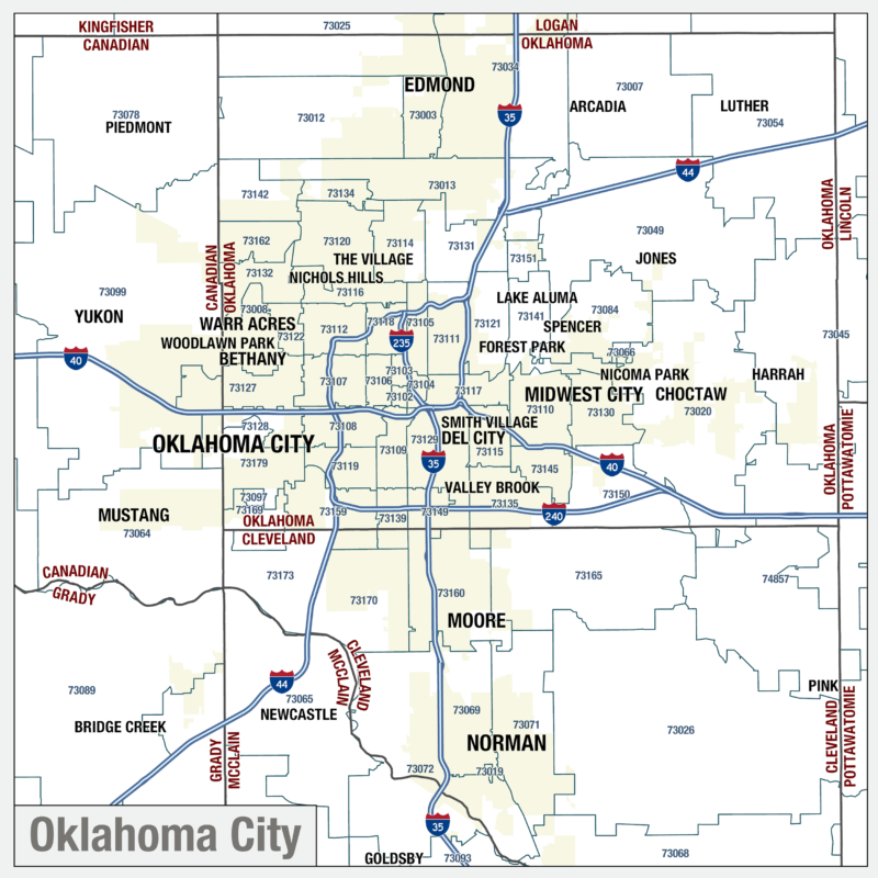 Oklahoma Zip Code Wall Map by MapShop - The Map Shop Oklahoma Zip Code Wall Map by MapShop - The Map Shop