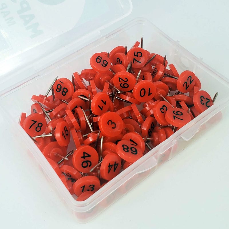 Numbered Push Pins - Red - The Map Shop