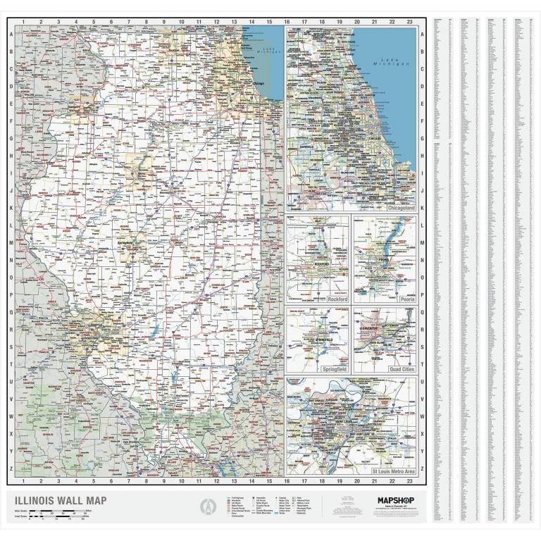 Illinois State Wall Map by MapShop - The Map Shop