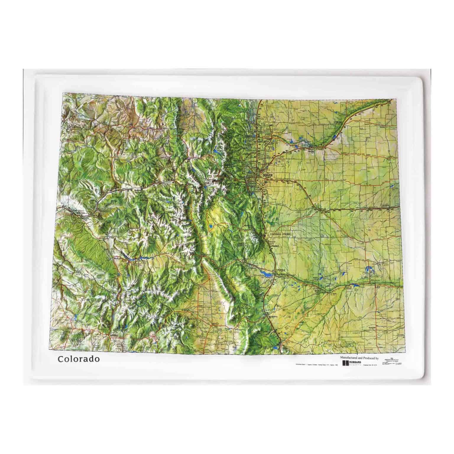 Colorado Satellite Raised Relief Map by Hubbard Scientific - The Map Shop