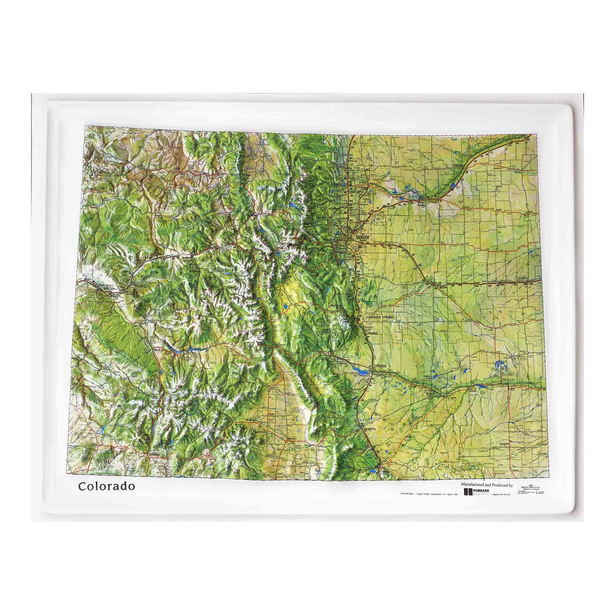 Colorado Satellite Raised Relief Map by Hubbard Scientific - The Map Shop
