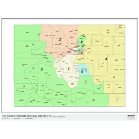 Colorado 2024 Congressional Districts Wall Map by MapShop - The Map Shop