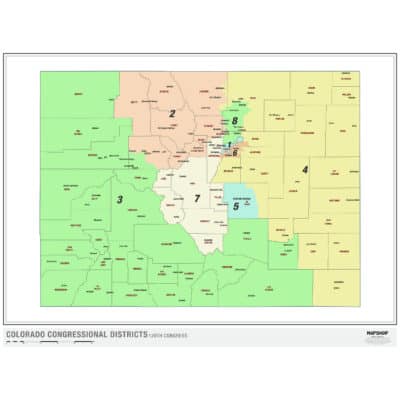 Colorado 2024 Congressional Districts Wall Map by MapShop - The Map Shop