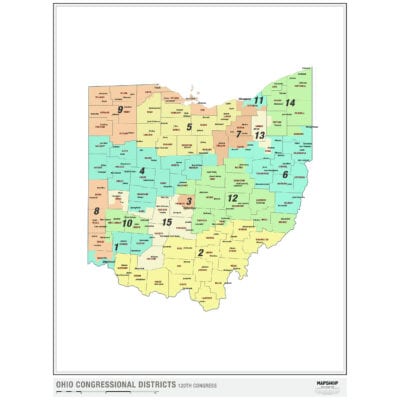 Ohio 2024 Congressional Districts Wall Map by MapShop - The Map Shop