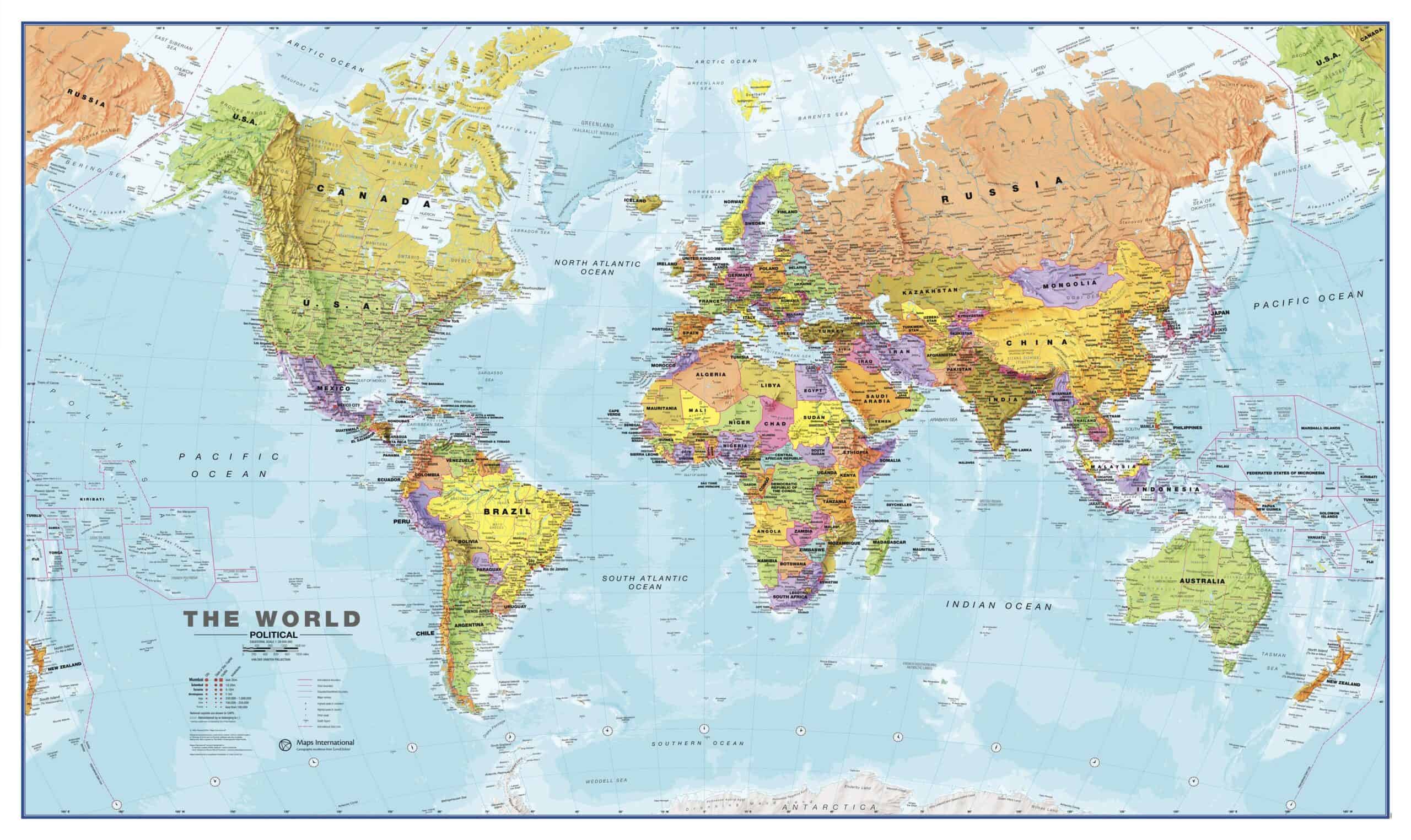 Political World Map by Maps International - The Map Shop
