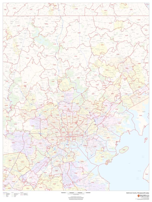 Baltimore County, Maryland ZIP Codes by MapSherpa - The Map Shop