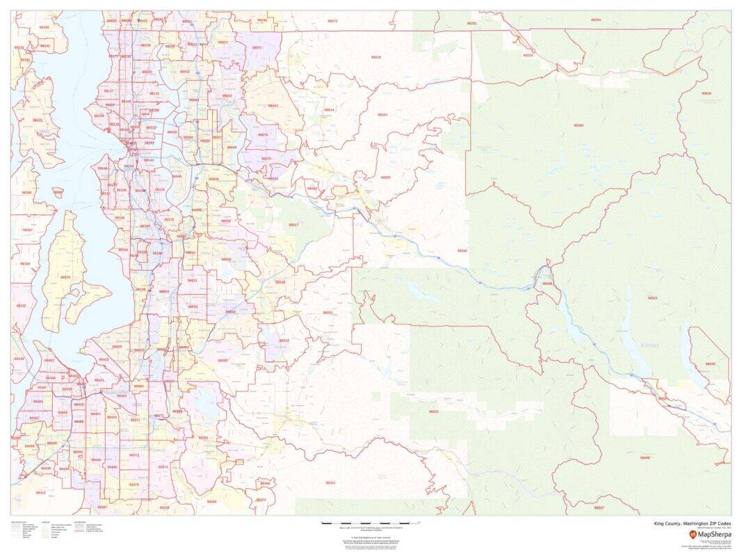 King County, Washington ZIP Codes by MapSherpa - The Map Shop
