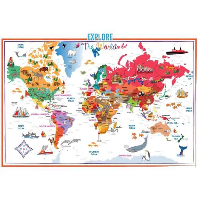 World Illustrated Wall Map by Kappa - The Map Shop