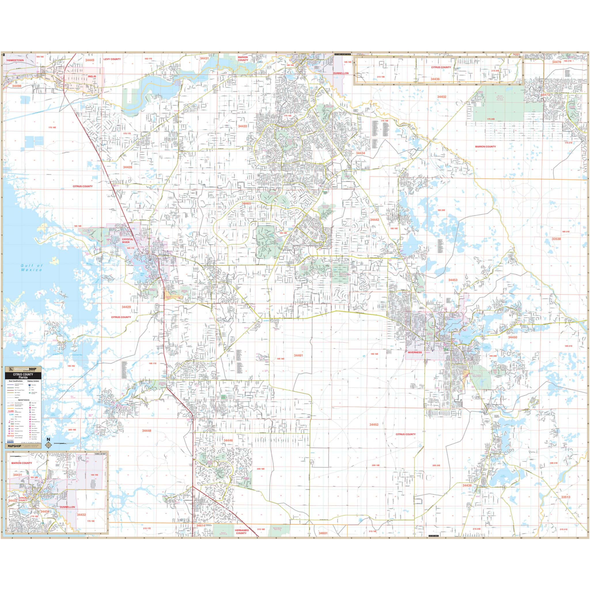 Citrus County, FL Wall Map by Kappa - The Map Shop