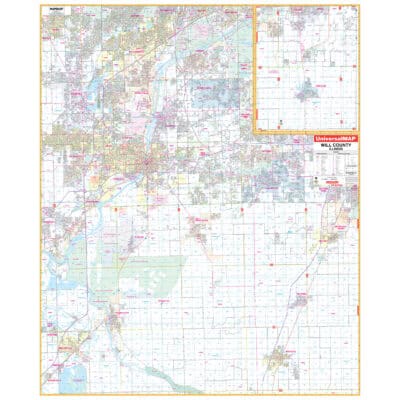 Will County, IL Wall Map by Kappa - The Map Shop