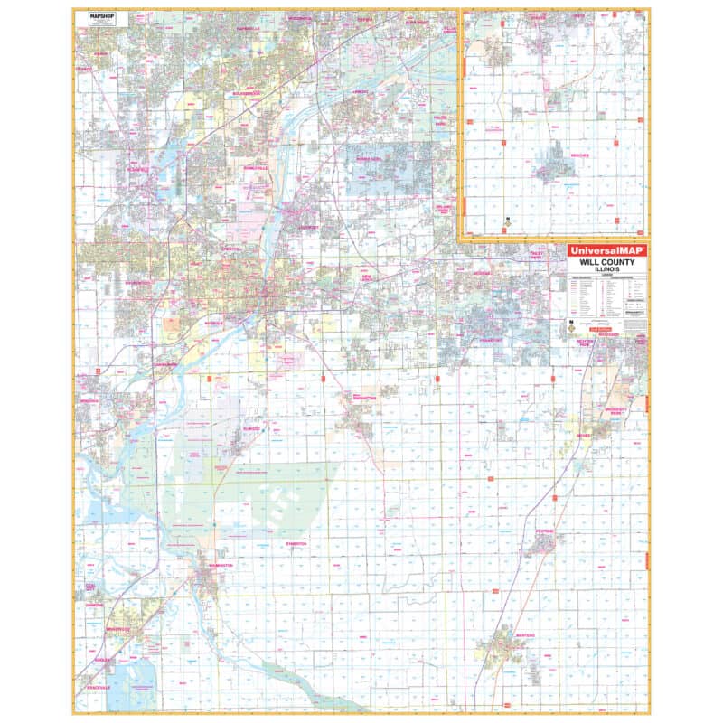 Will County, IL Wall Map by Kappa - The Map Shop