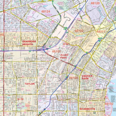 Detroit & Wayne County, Michigan Wall Map by Kappa - The Map Shop