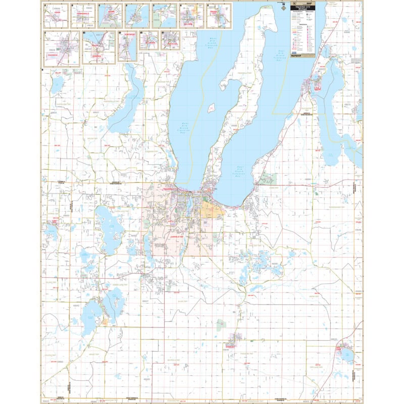 Traverse City & Grand Traverse County, MI Wall Map by Kappa - The Map Shop