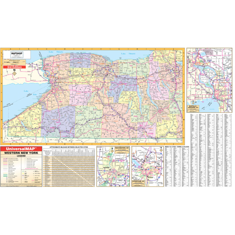 Western New York Regional Wall Map by Kappa - The Map Shop Western New York Regional Wall Map by Kappa - The Map Shop