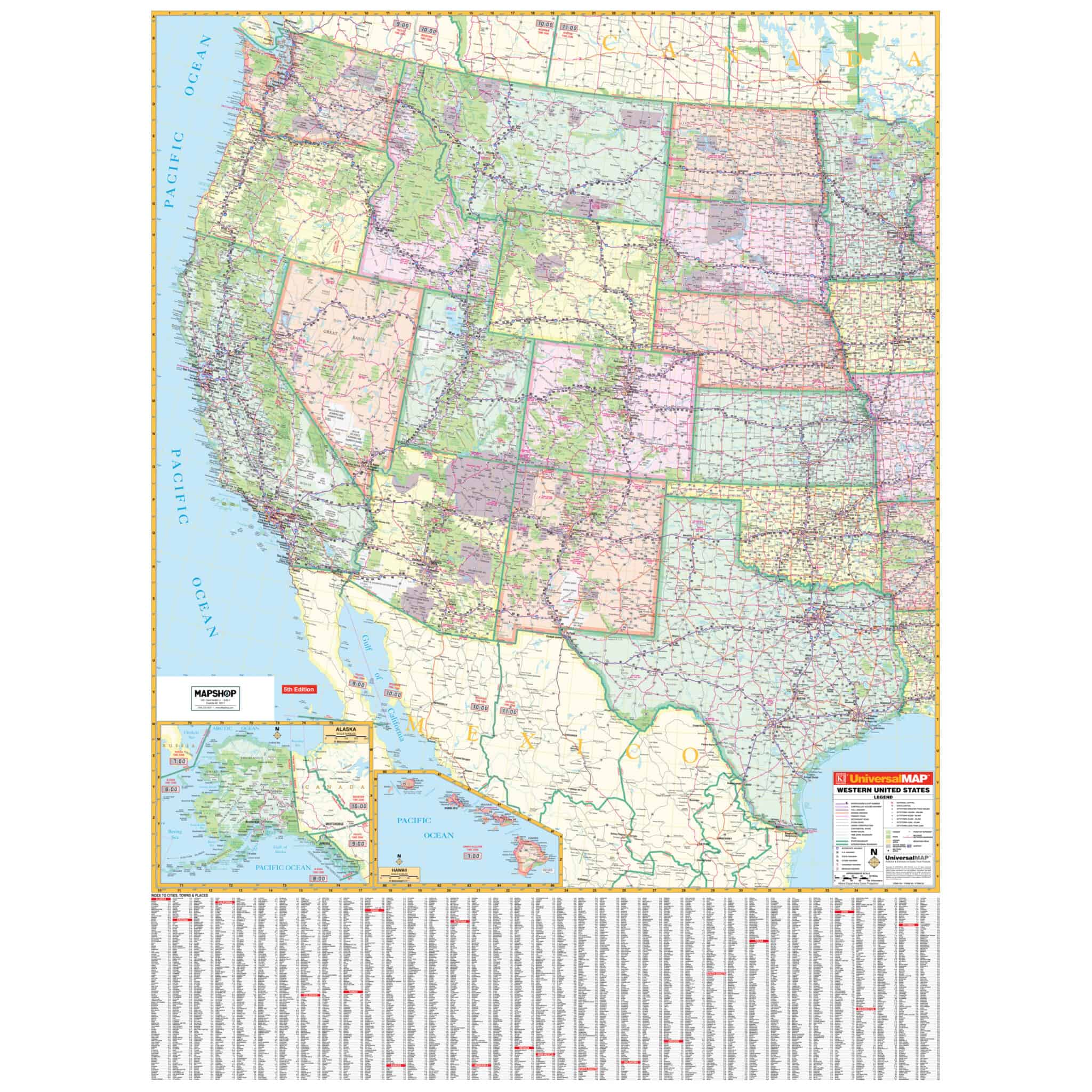 Western United States Regional Wall Map by Kappa - The Map Shop