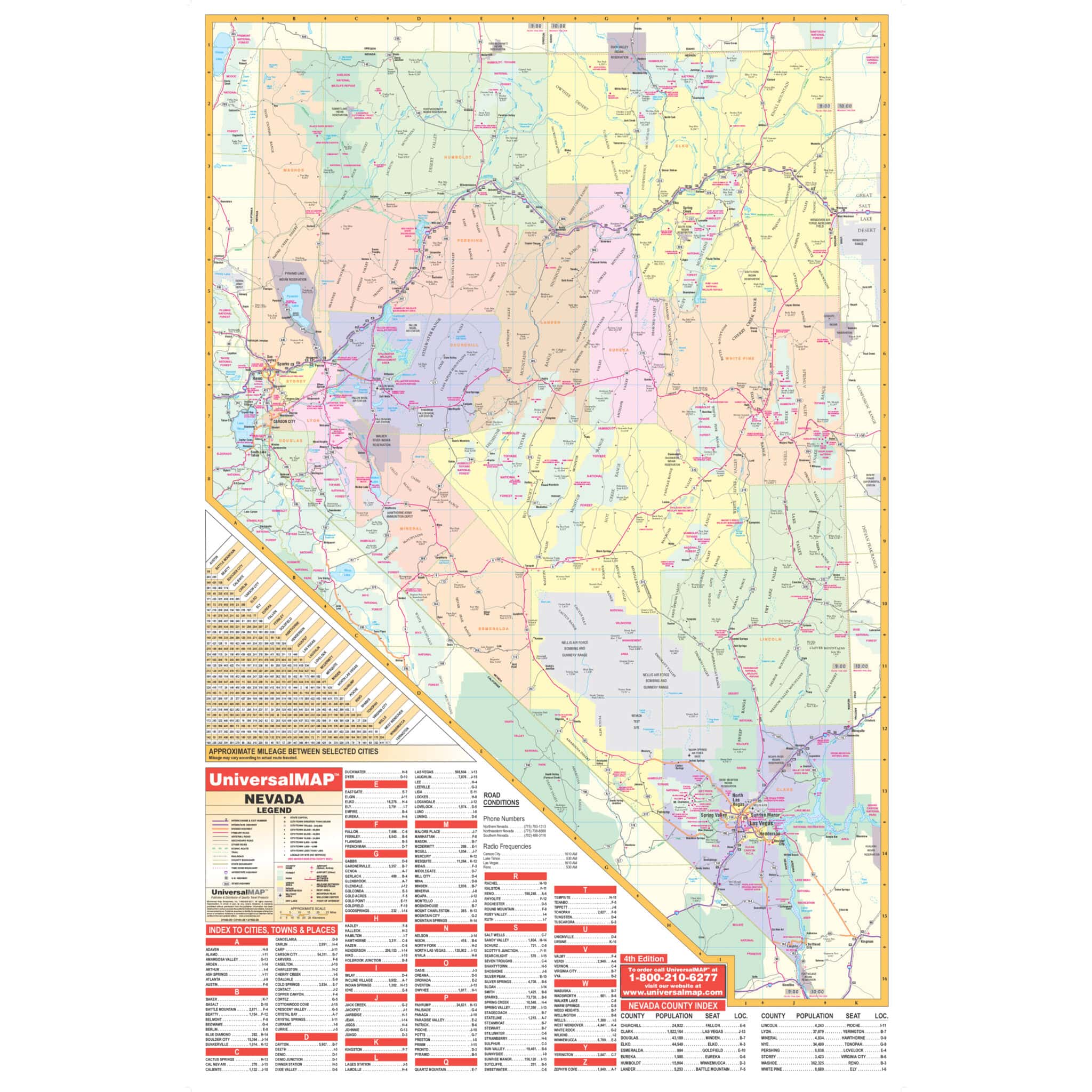 Nevada State Wall Map by Kappa - The Map Shop