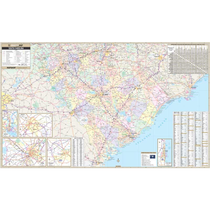South carolina wall map