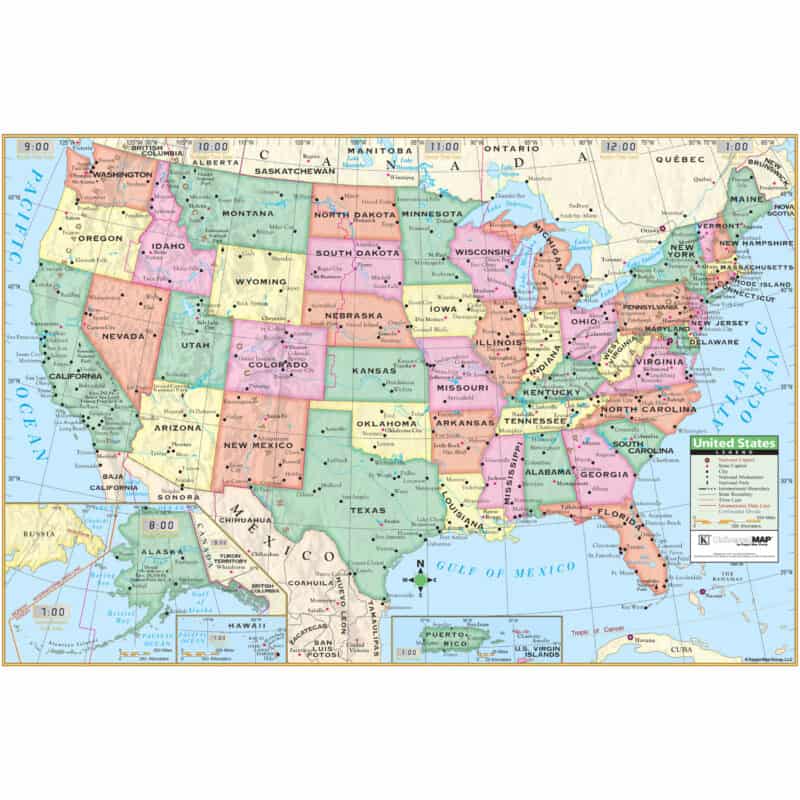 United States Simple Wall Map by Kappa - The Map Shop