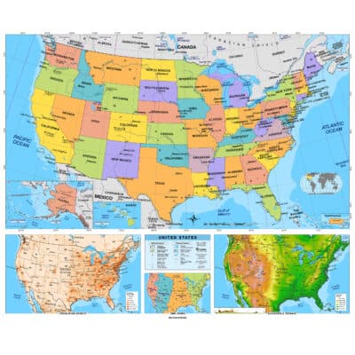 United States Primary Classroom Wall Map by BrightWay Educational - The ...