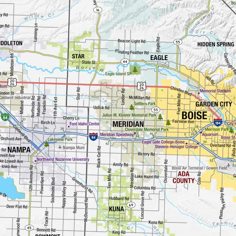 Idaho Wall Map w/Multi-Color Counties by MapShop - The Map Shop